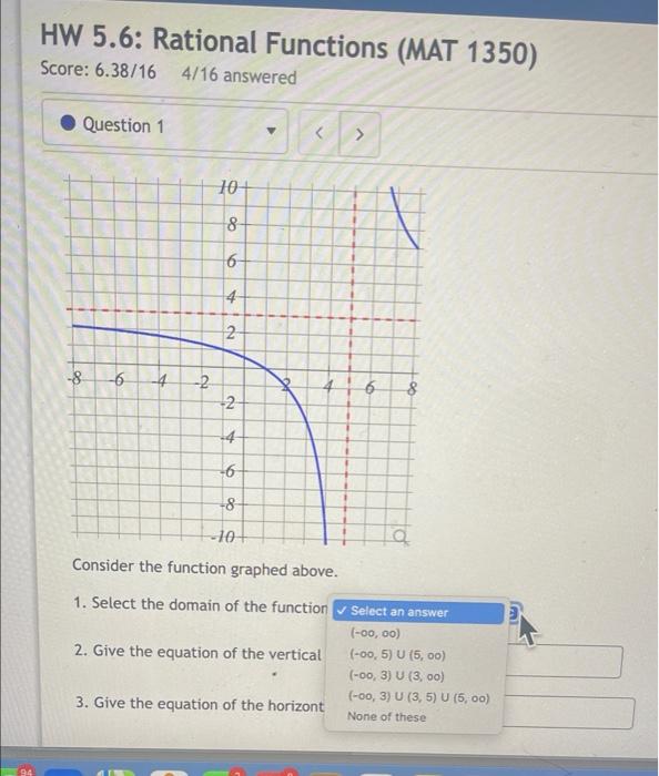 Solved Question 1 Consider the function f(x) graphed | Chegg.com