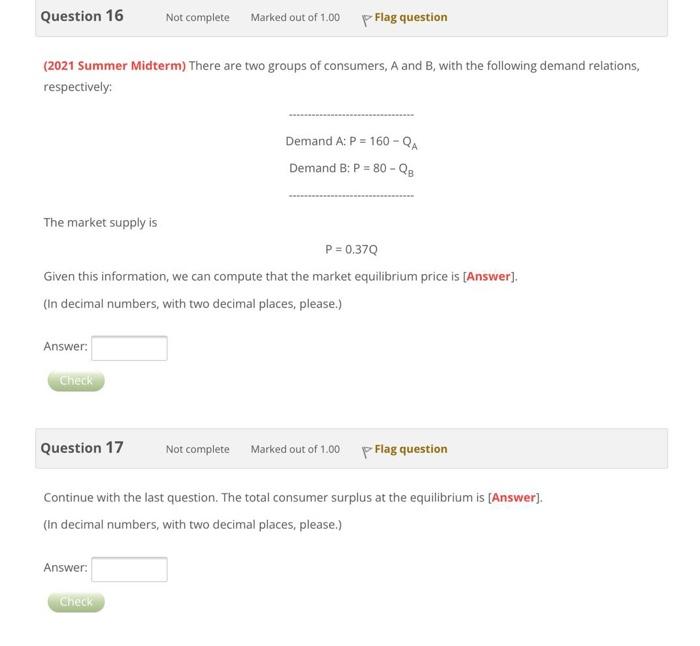 Solved (2021 Summer Midterm) There are two groups of | Chegg.com