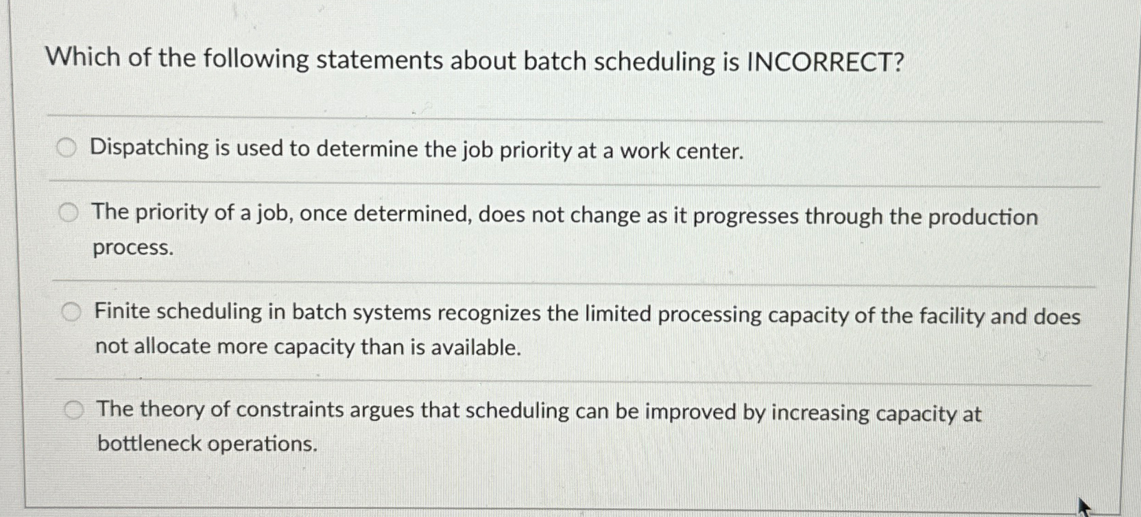 Solved Which of the following statements about batch | Chegg.com