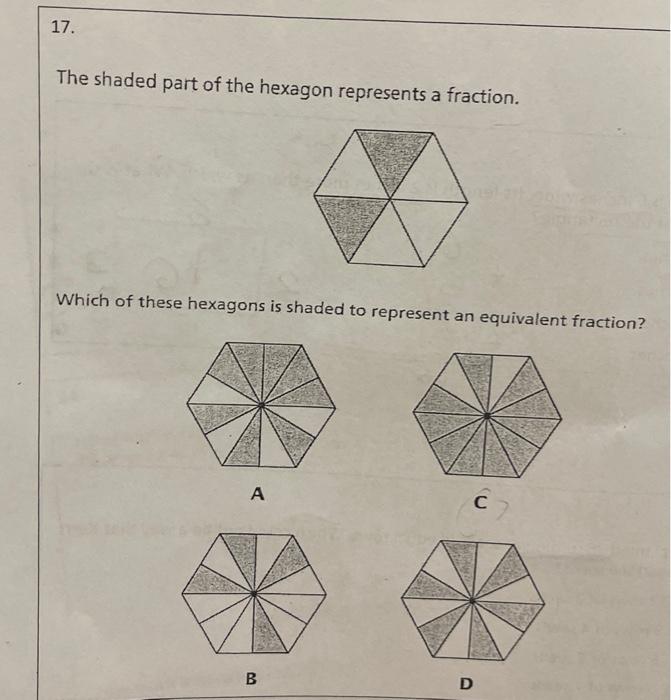 Solved The shaded part of the hexagon represents a fraction. | Chegg.com