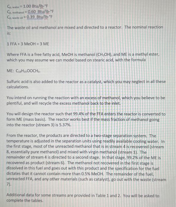 Solved Table 2: Heater data (flows in | Chegg.com