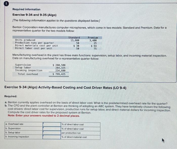 Solved Required information Exercise 9-34 and 9-35 (Algo) | Chegg.com
