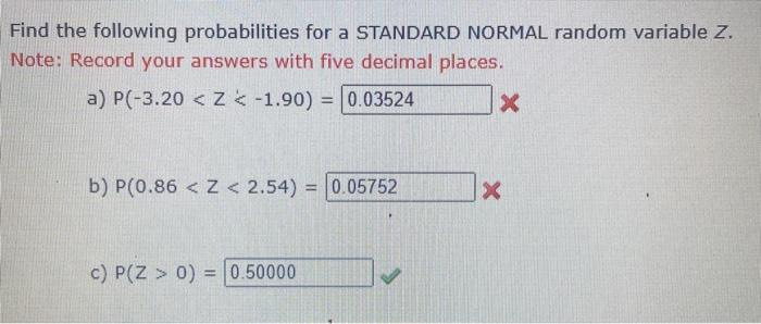 Solved Find the following probabilities for a STANDARD | Chegg.com