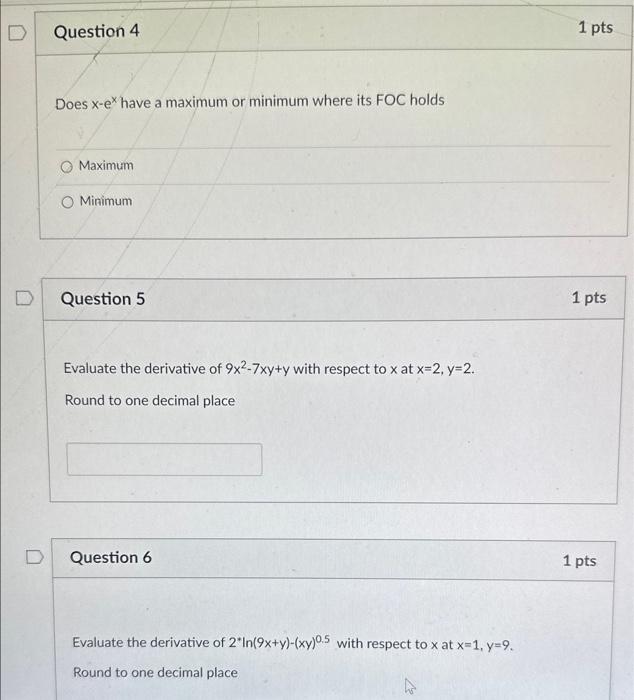 Solved Does x−ex have a maximum or minimum where its FOC | Chegg.com