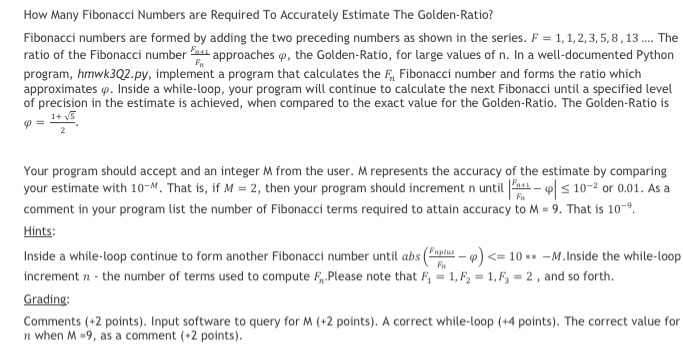 Solved How Many Fibonacci Numbers are required To Accurately | Chegg.com