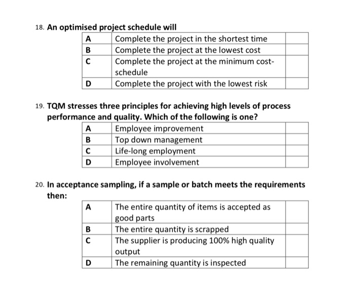 Solved 13. The criteria used in a preference matrix А B с D | Chegg.com
