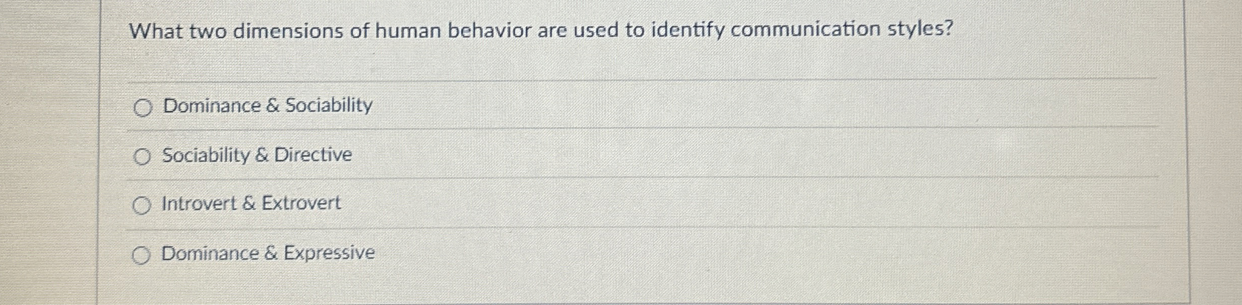Solved What two dimensions of human behavior are used to | Chegg.com