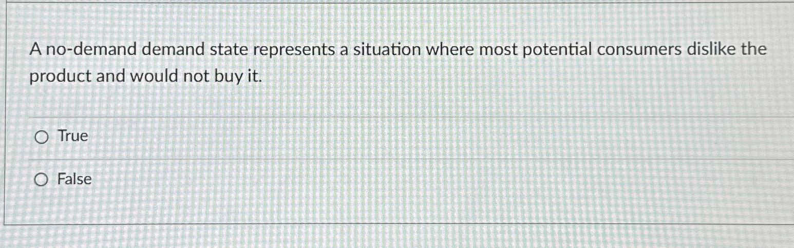 Solved A no-demand demand state represents a situation where | Chegg.com