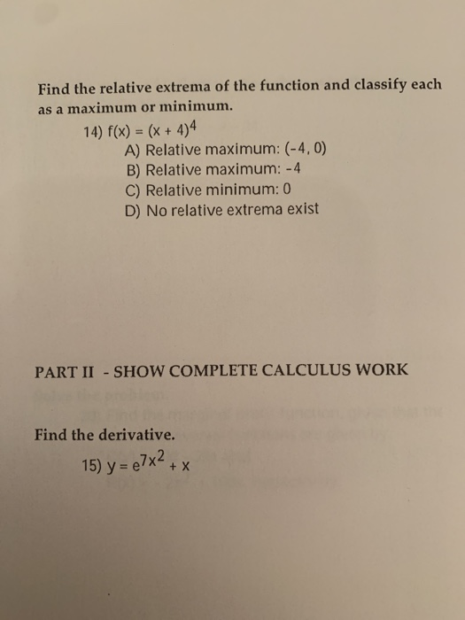 Solved Find the relative extrema of the function and | Chegg.com