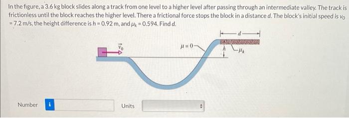 Solved In the figure, a 3.6 kg block slides along a track | Chegg.com