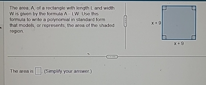 Solved The area, A, ﻿of a rectangle with length L ﻿and width | Chegg.com