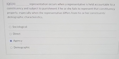 Solved q, ﻿representation occurs when a representative is | Chegg.com
