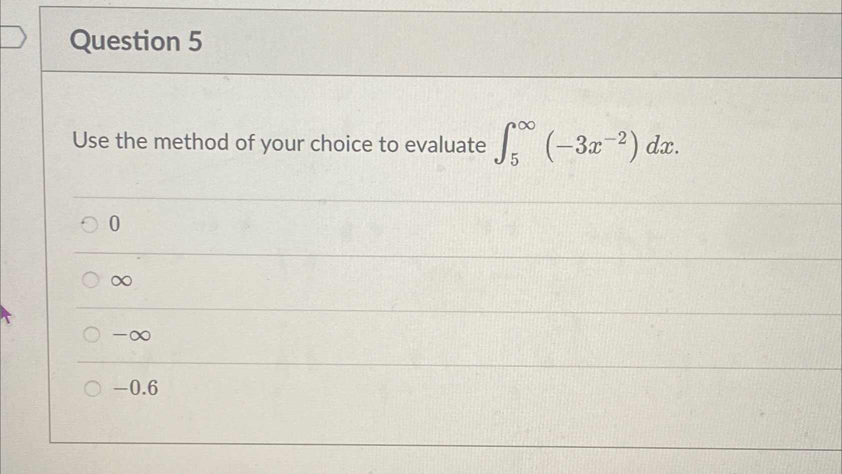 Solved Question 5Use the method of your choice to evaluate | Chegg.com