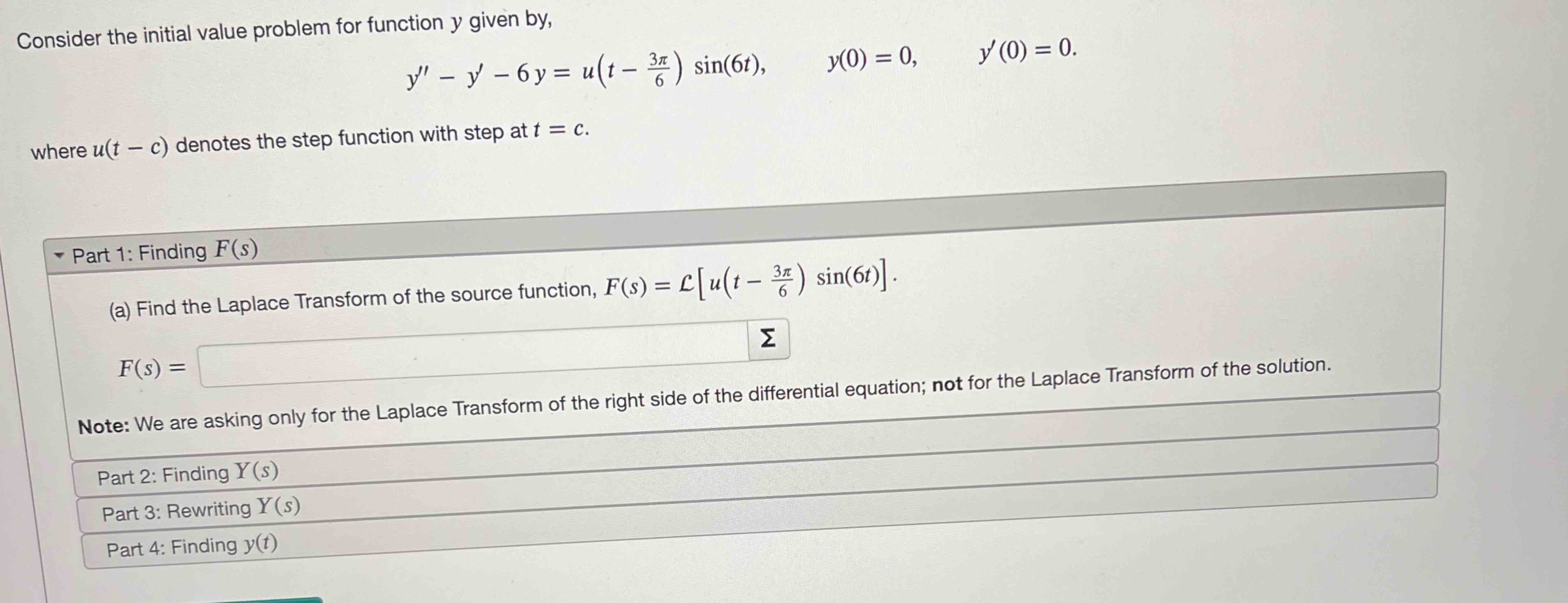 Solved Consider the initial value problem for function y | Chegg.com