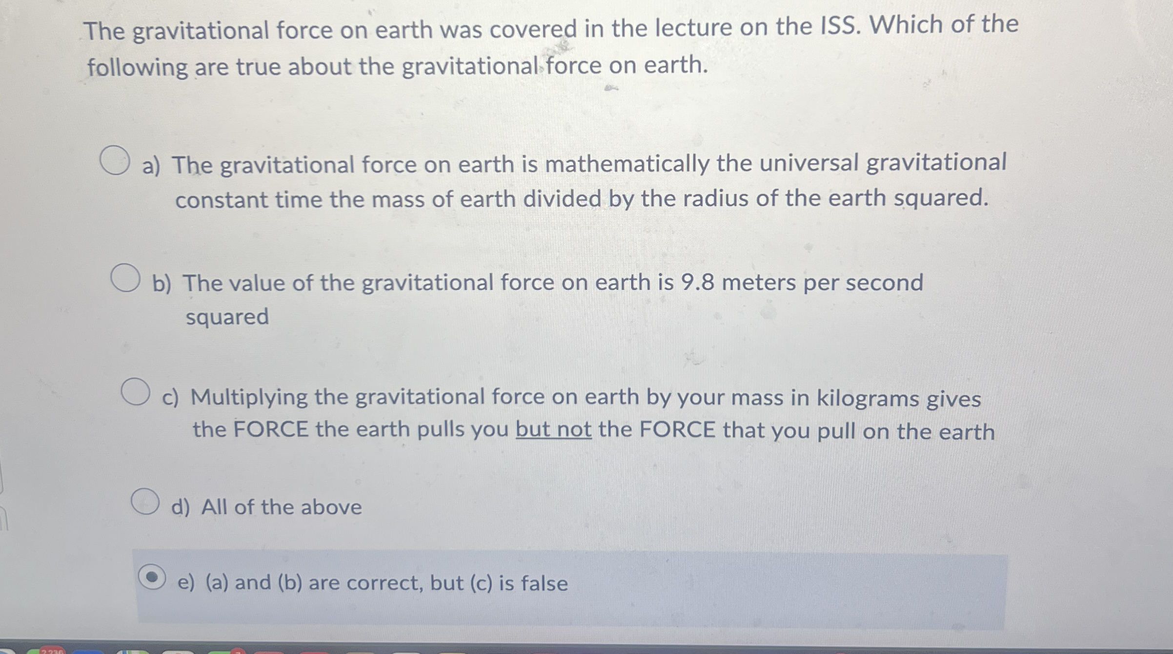 Solved The gravitational force on earth was covered in the | Chegg.com