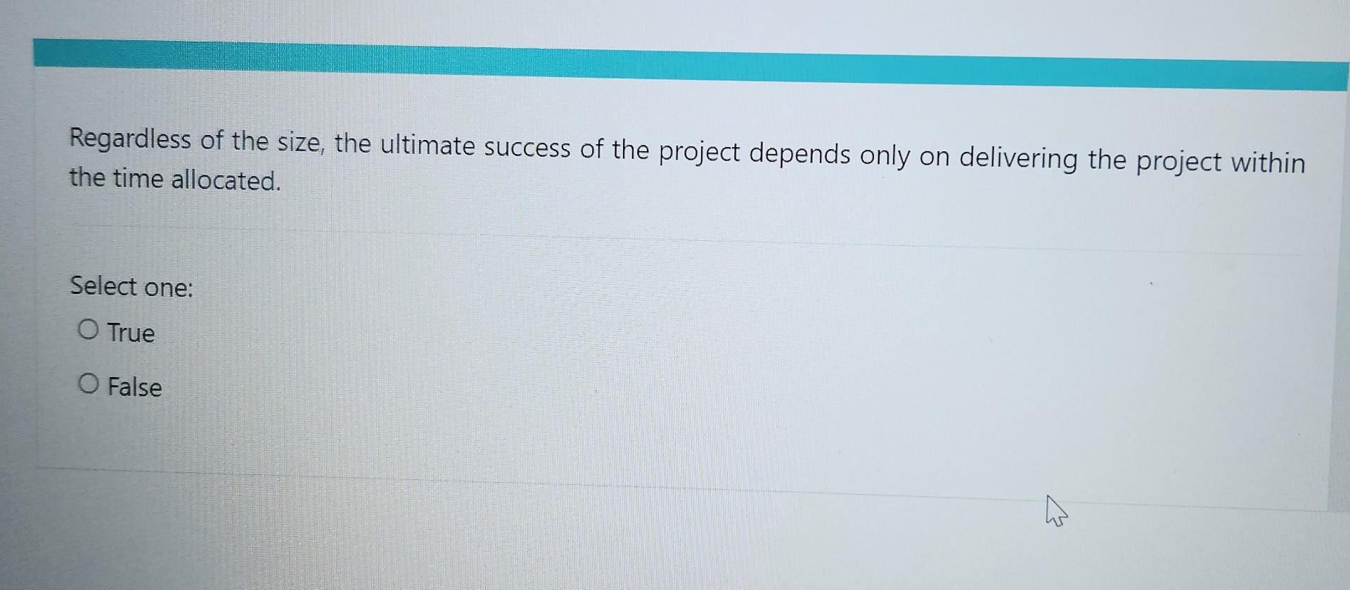 Solved Regardless of the size, the ultimate success of the | Chegg.com
