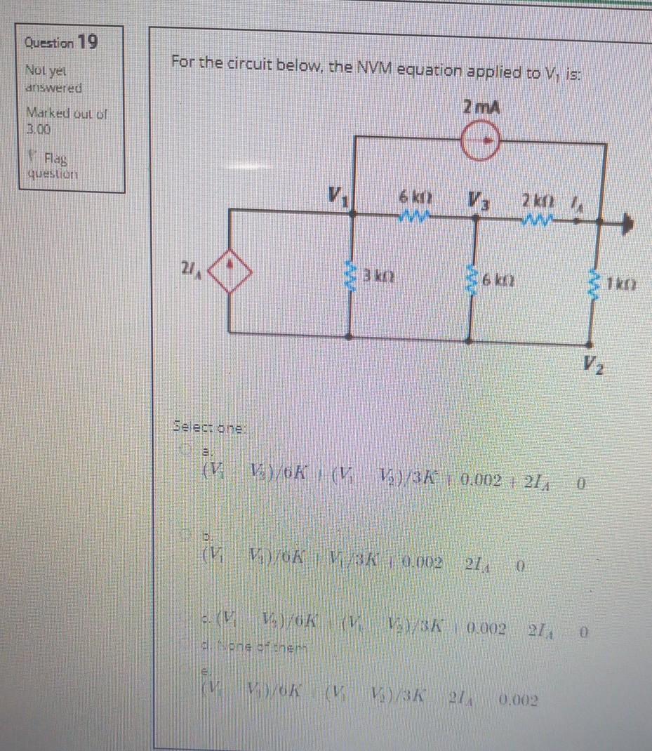 Solved Question 19 Not yet For the circuit below, the NVM | Chegg.com