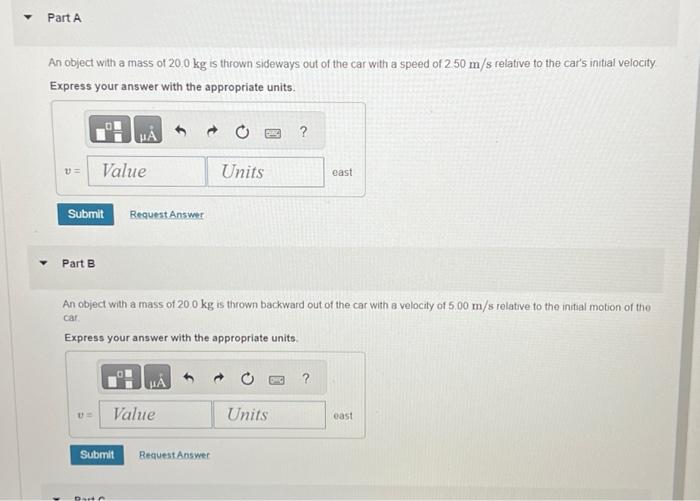 Solved An object with a mass of 20.0 kg is thrown sideways | Chegg.com