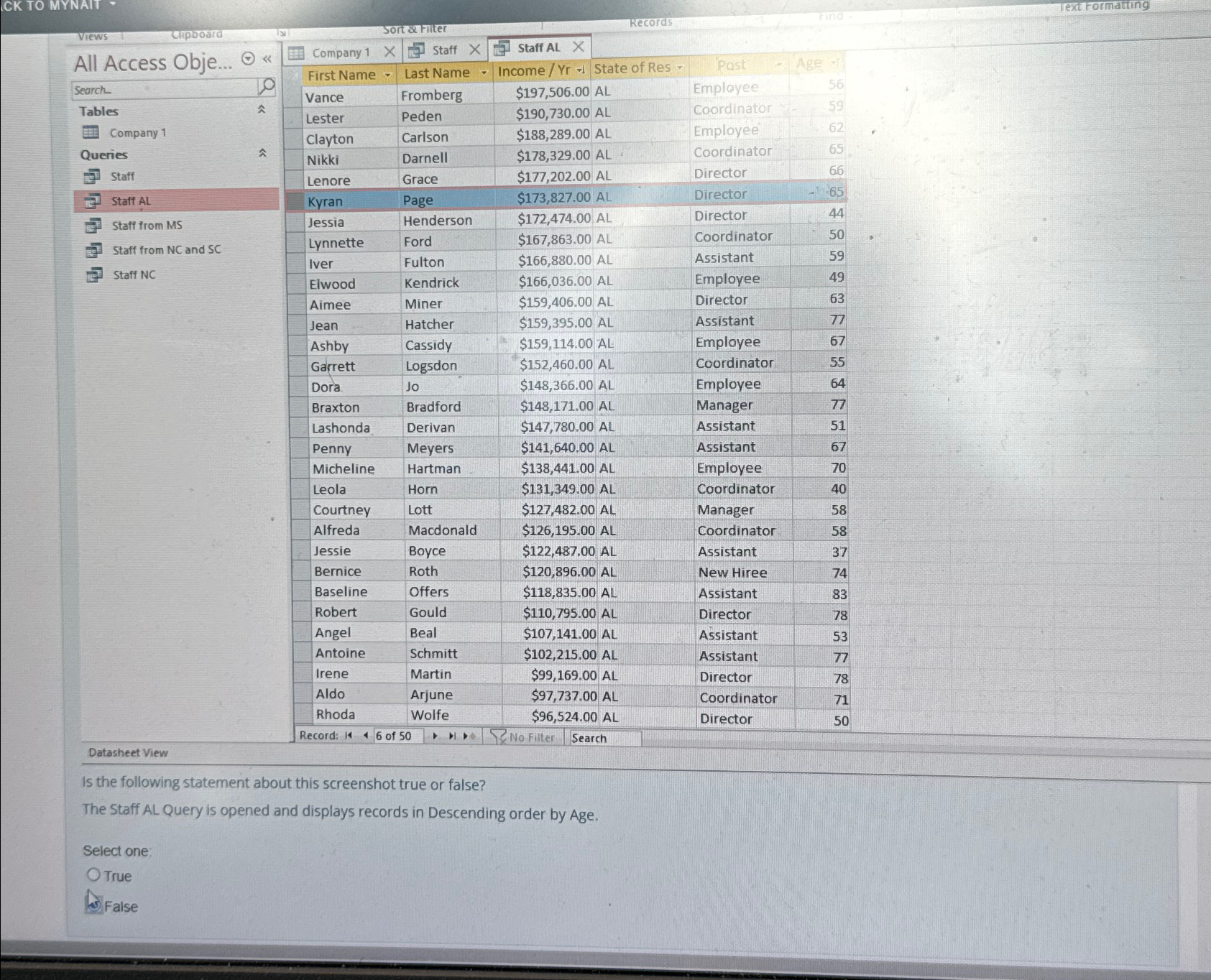 Solved Datasheet ViewIs the following statement about this | Chegg.com
