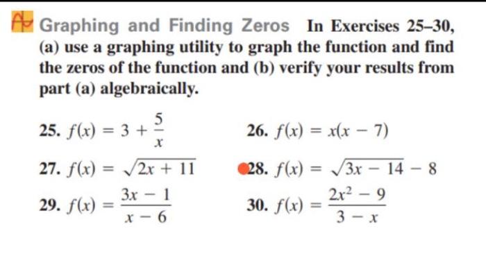 Solved A Graphing and Finding Zeros In Exercises 25-30, (a) | Chegg.com