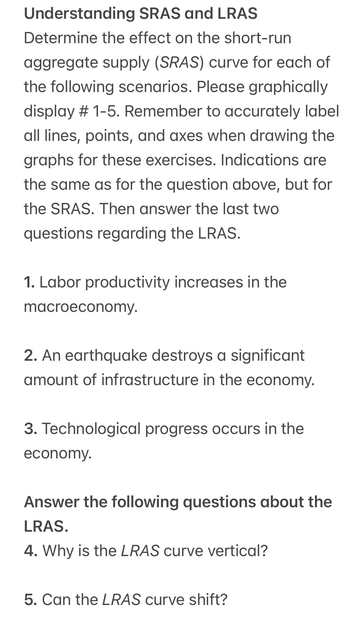 Solved Understanding SRAS and LRASDetermine the effect on | Chegg.com