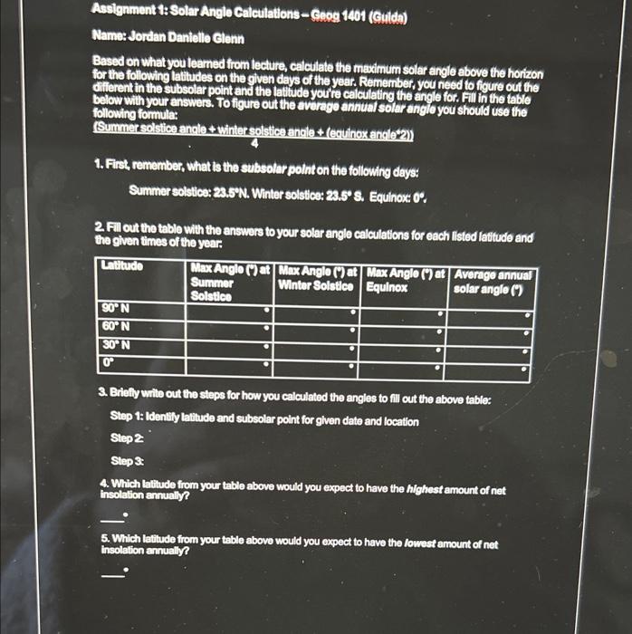 Solved please fill out the table in question too, and then | Chegg.com