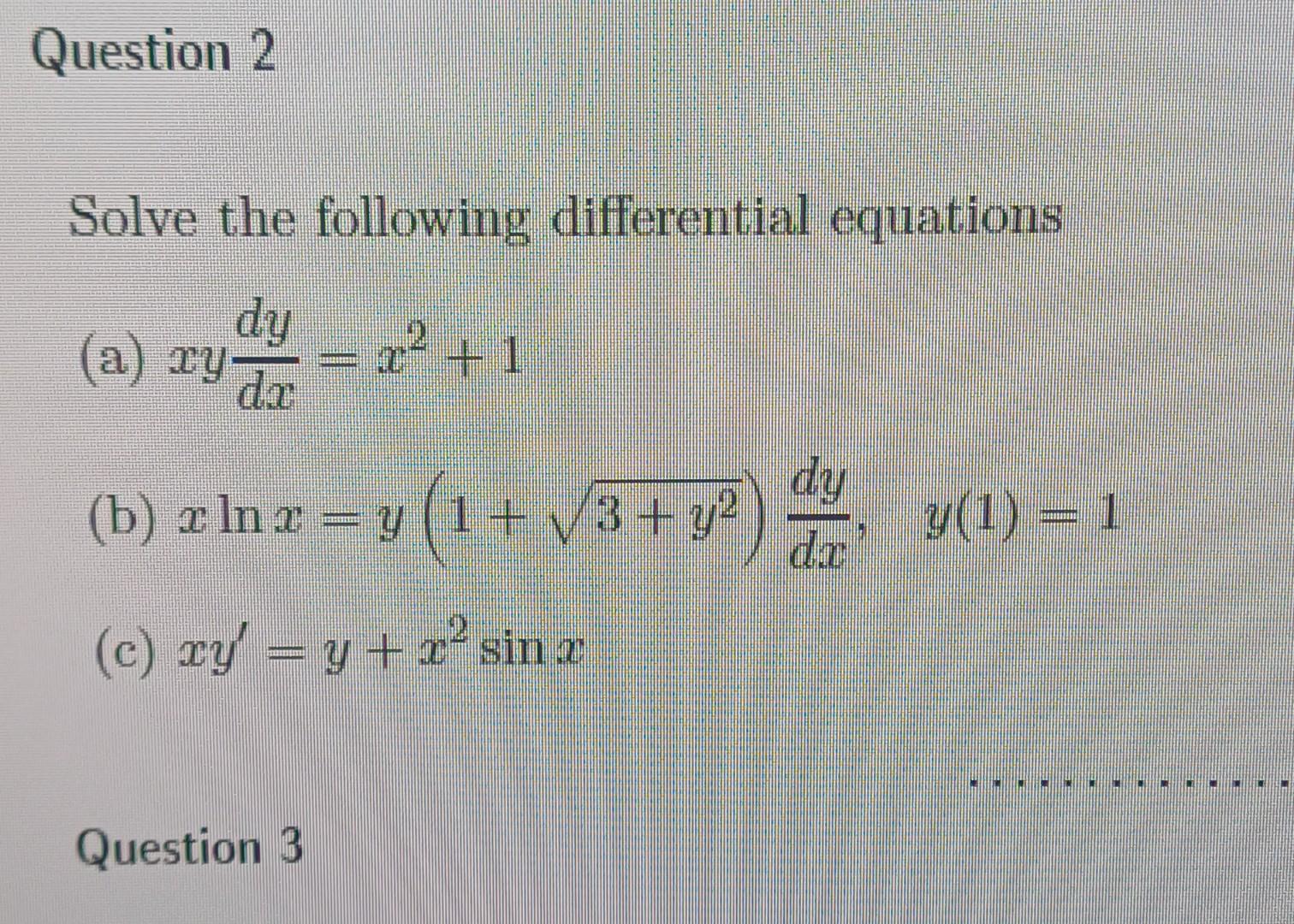 Solved Solve the following differential equations (a) | Chegg.com