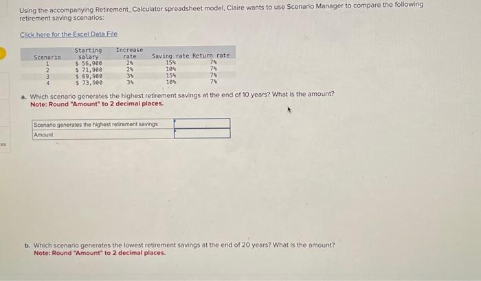 Using the accompanying Retirement_Calculator | Chegg.com
