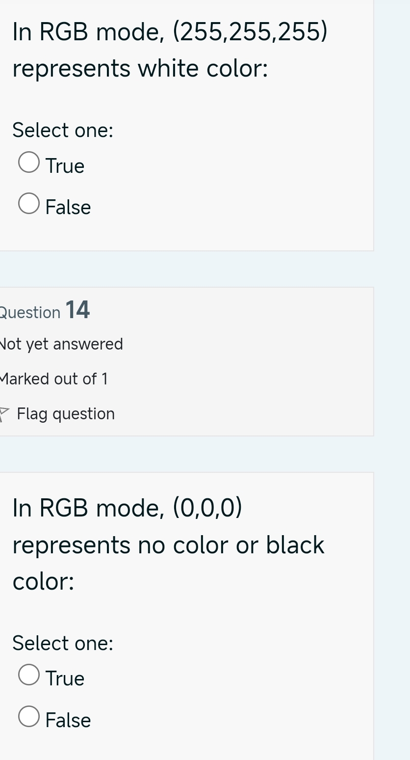 Solved In RGB mode, (255,255,255) ﻿represents white | Chegg.com