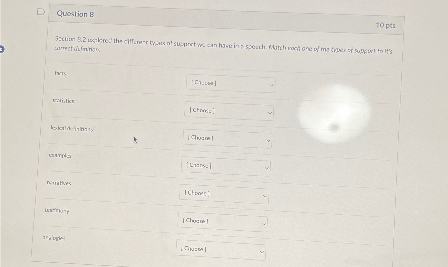 Solved Question 810 ﻿ptsSection 8.2 ﻿explored the different | Chegg.com