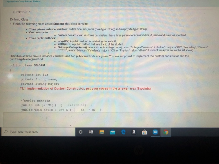 Solved Question Completion Status: QUESTION 13 Defining | Chegg.com