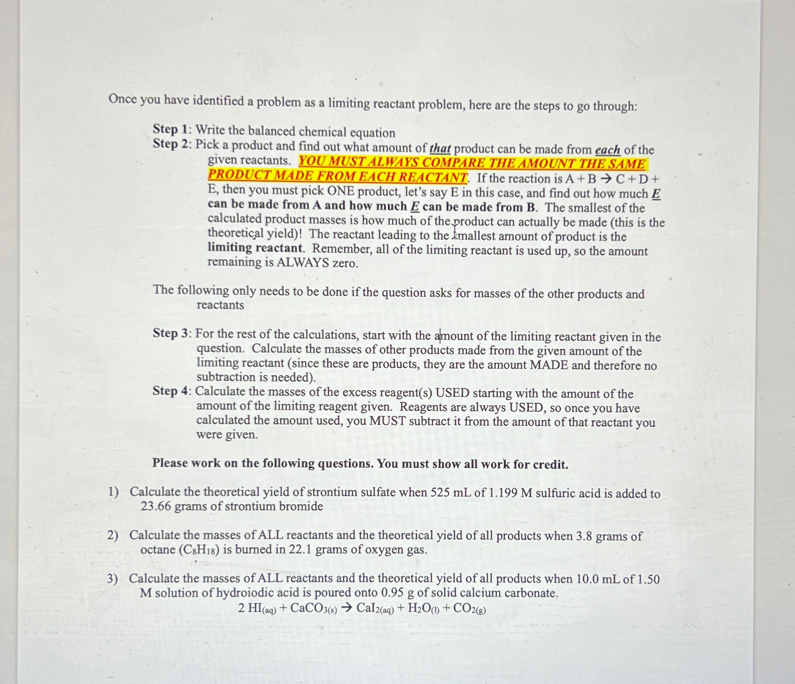 Solved Once you have identified a problem as a limiting | Chegg.com