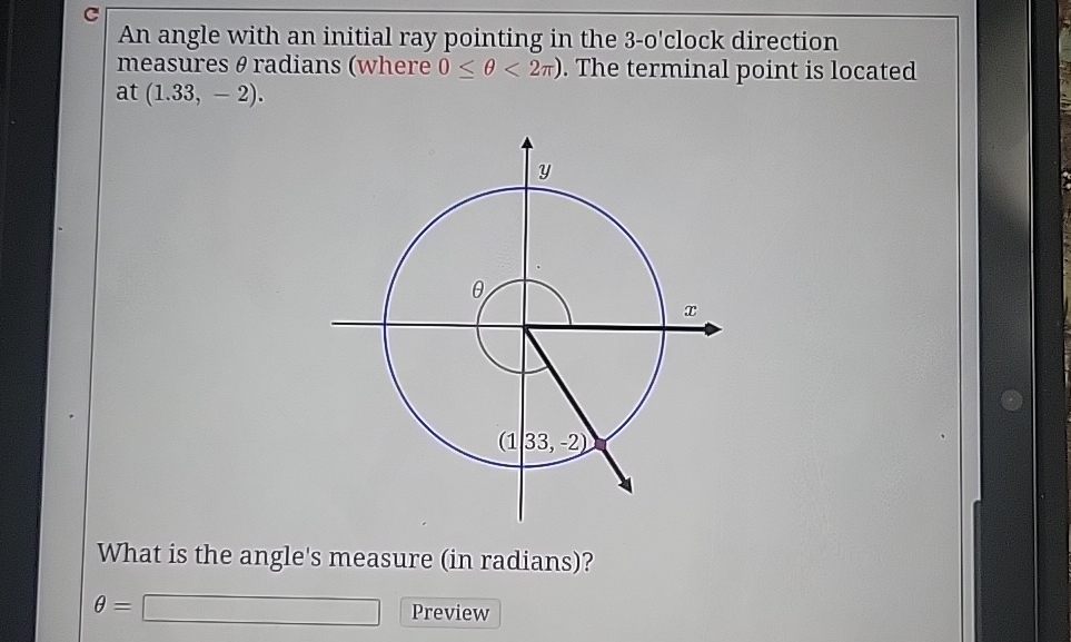 Solved An angle with an initial ray pointing in the | Chegg.com