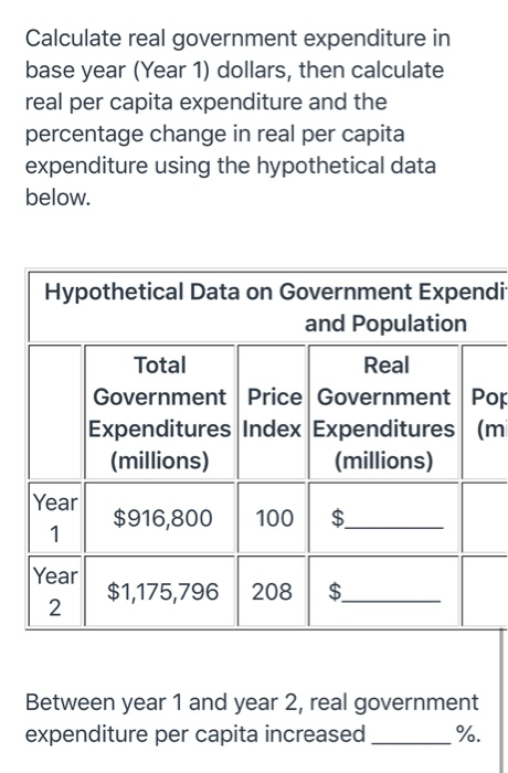 Solved Calculate real government expenditure in base year | Chegg.com