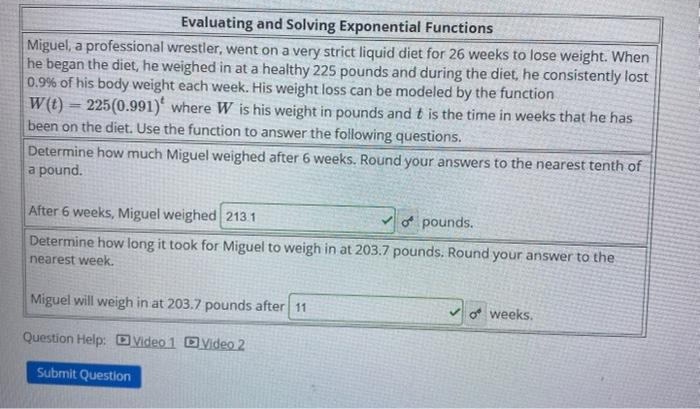 Solved Evaluating and Solving Exponential Functions Miguel, | Chegg.com