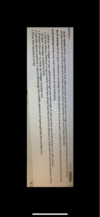 Solved a) (4 marks) Write a Java method, that takes as input | Chegg.com