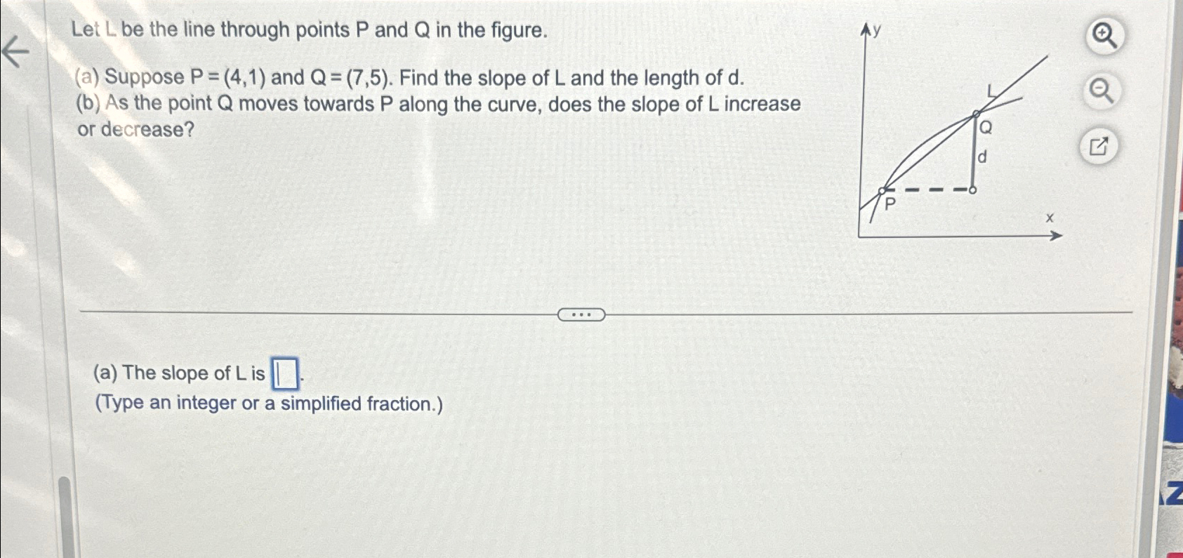 Solved Let L ﻿be the line through points P ﻿and Q ﻿in the | Chegg.com