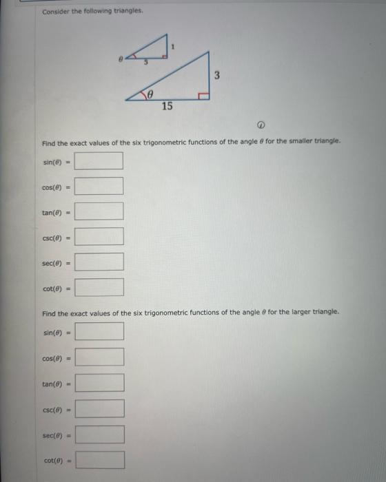 Solved Consider the following triangles. Find the excact | Chegg.com