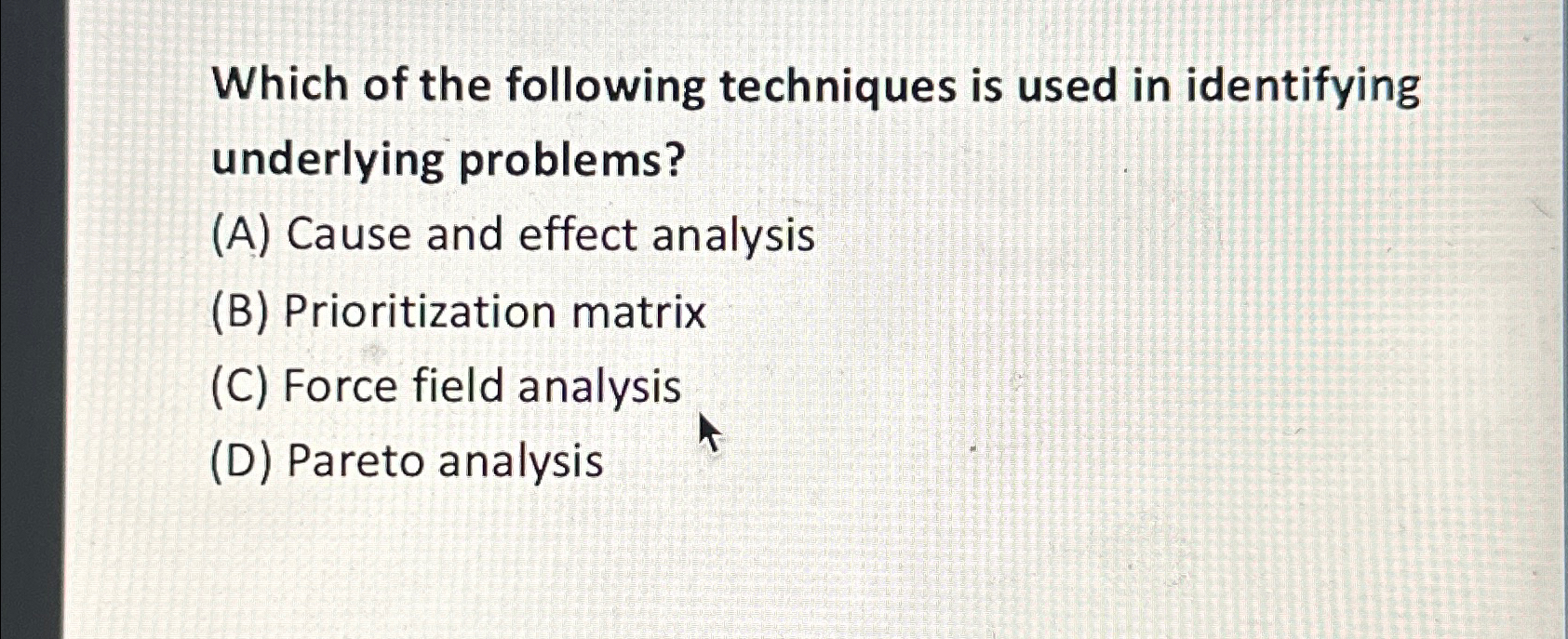Solved Which of the following techniques is used in | Chegg.com