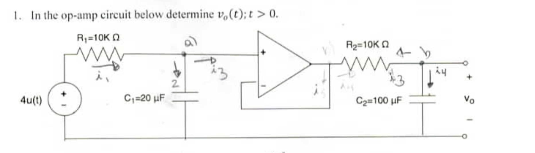Solved In the op-amp circuit below determine vo(t);t>0. | Chegg.com
