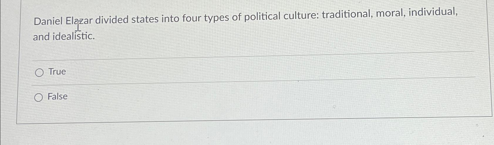 Solved Daniel Elazar divided states into four types of | Chegg.com
