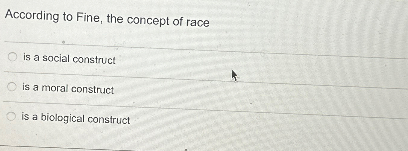 Solved According to Fine, the concept of raceis a social | Chegg.com