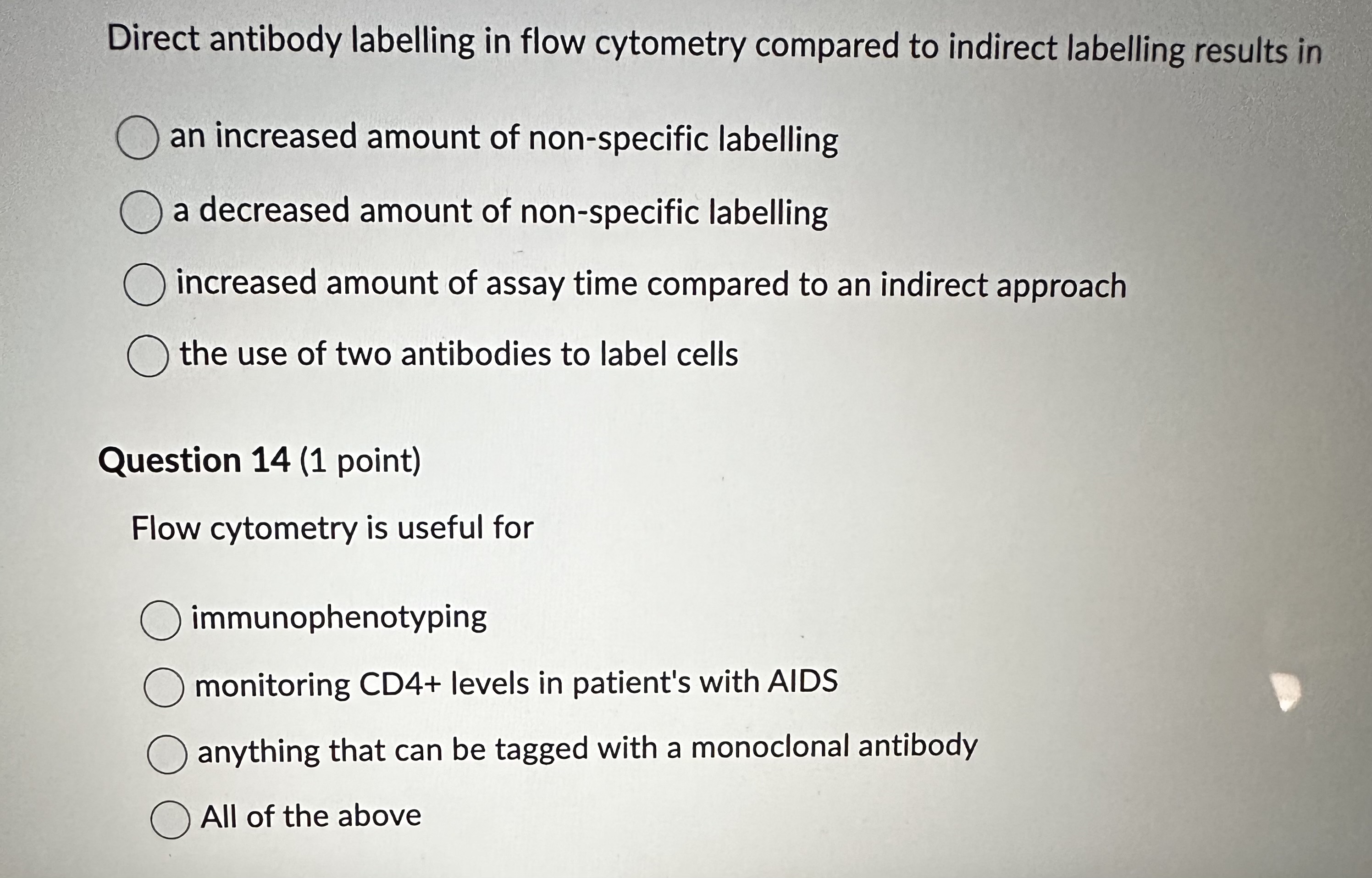 Solved Direct antibody labelling in flow cytometry compared | Chegg.com