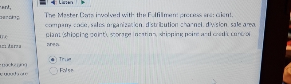 Solved The Master Data involved with the Fulfillment process | Chegg.com