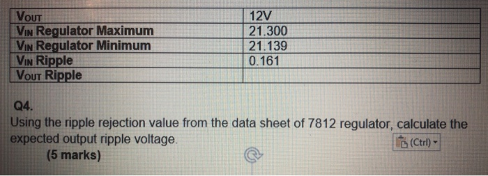Solved VOUT VIN Regulator Maximum VIN Regulator Minimum Vin | Chegg.com