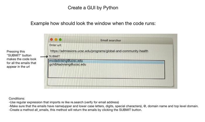 Solved Create a GUI by Python Example how should look the | Chegg.com