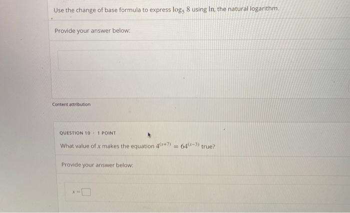 Solved Use the change of base formula to express logs 8 | Chegg.com
