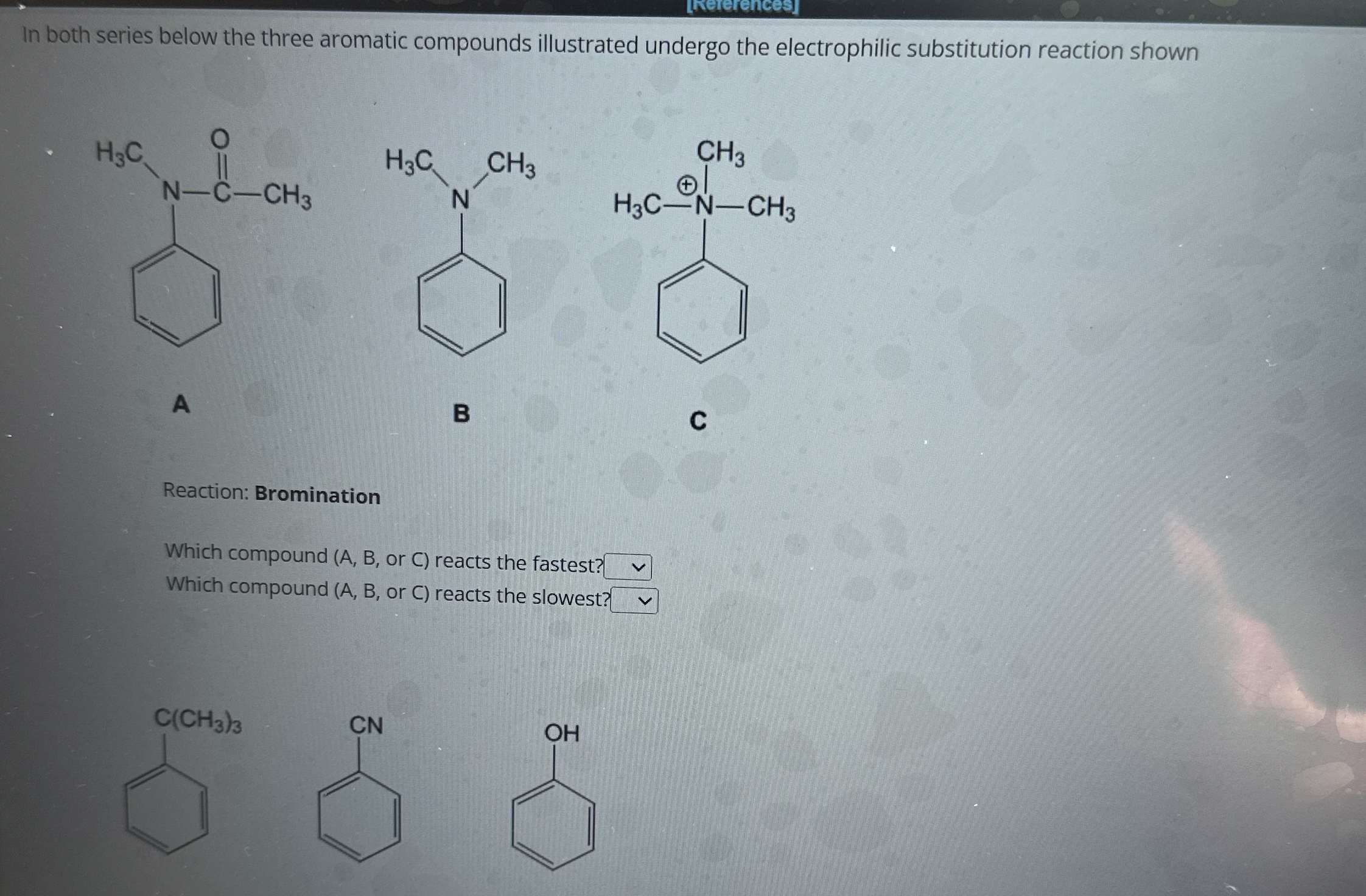 [Solved]: In both series below the three aromatic compounds