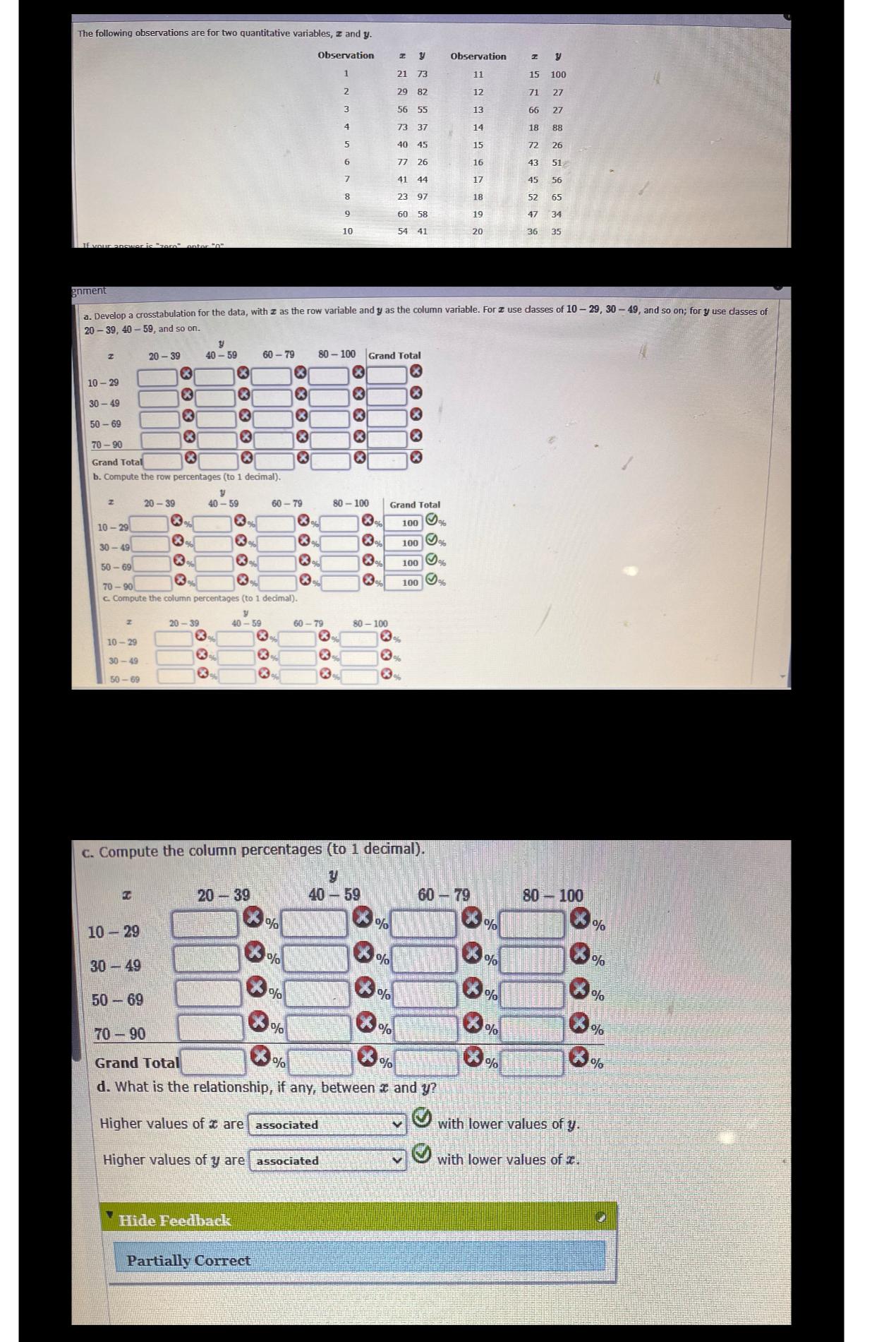 Solved The following observations are for two quantitative | Chegg.com
