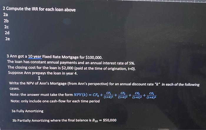3a Fully Amortizing 3b Partially Amortizing where the | Chegg.com